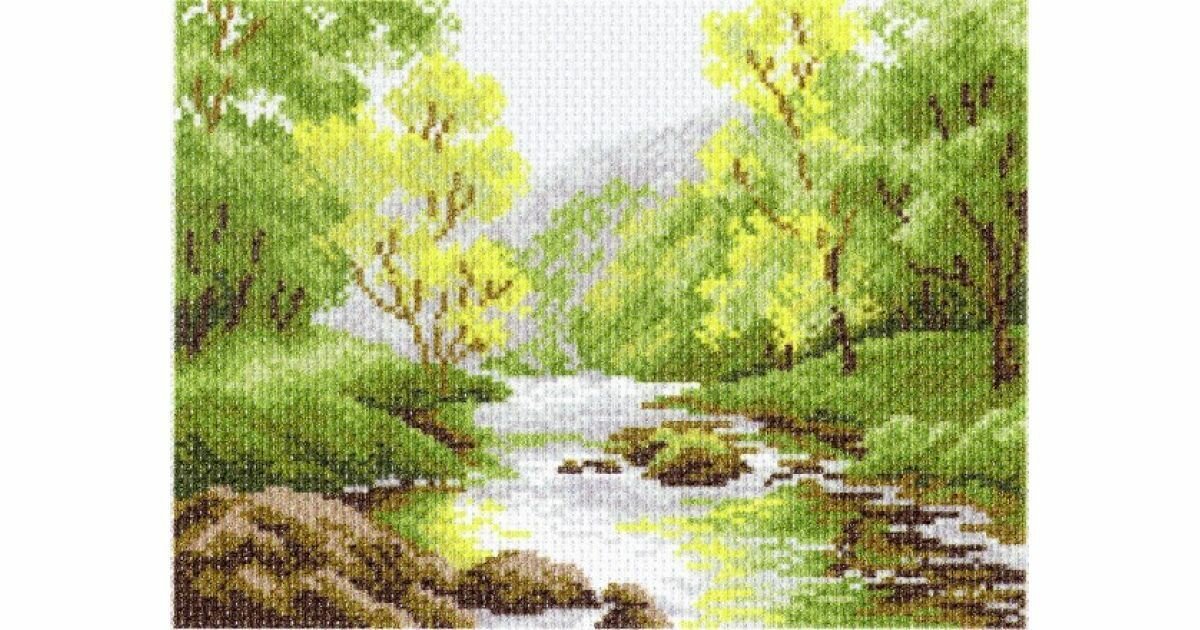 Канва с нанесенным рисунком "Первые краски осени", 18х24 см, арт. 1306