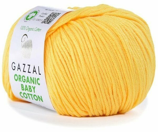 Пряжа Gazzal ORGANIC BABY COTTON 446 канарейка (5 мотков)
