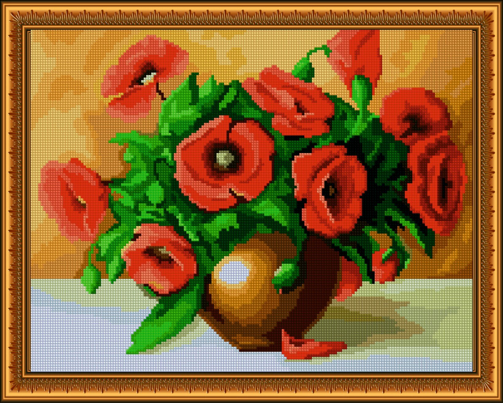 Алмазная мозаика "Маки" на подрамнике, 40х50 см, цветы М-1034