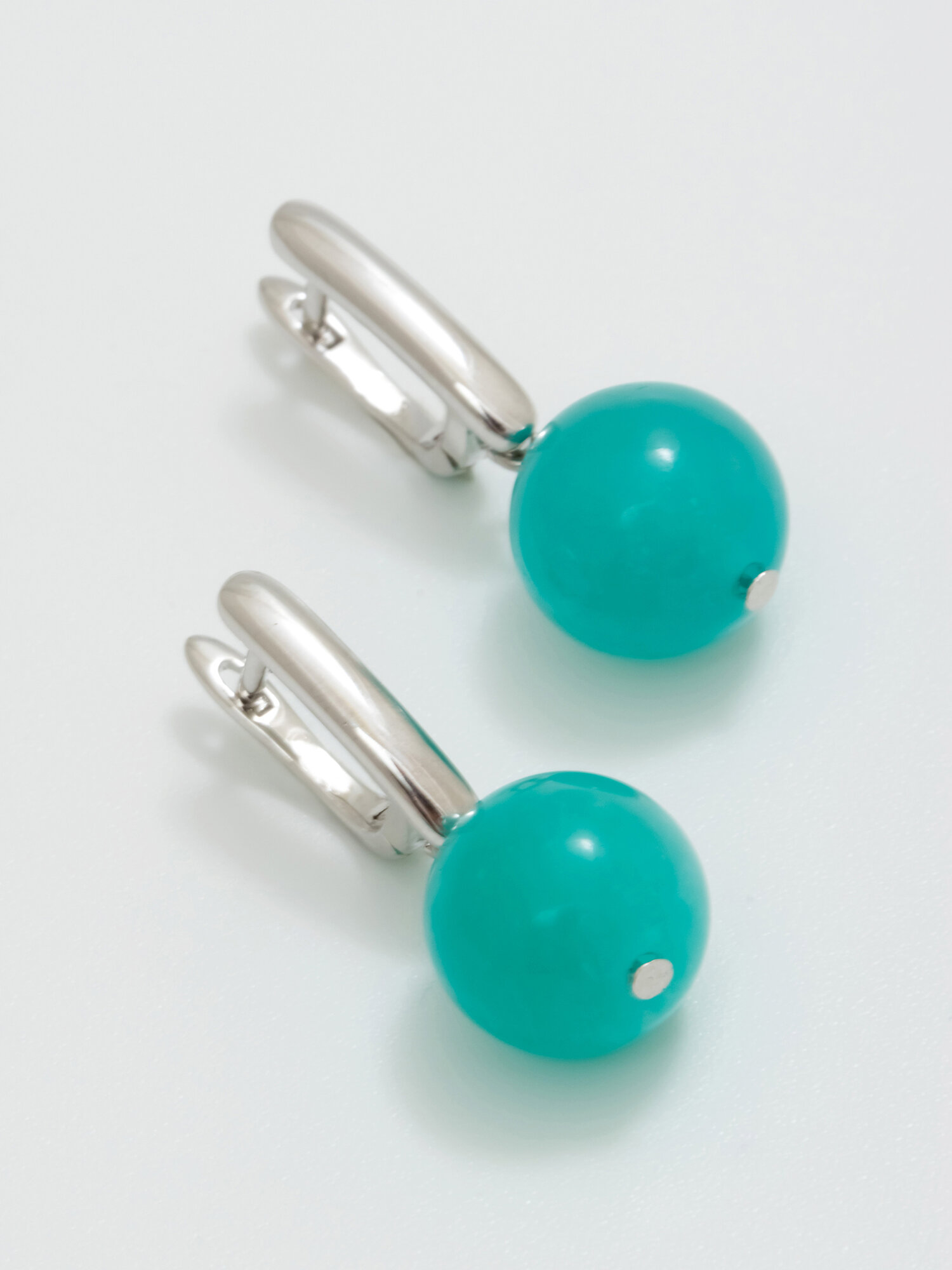 Серьги цепочки, амазонит