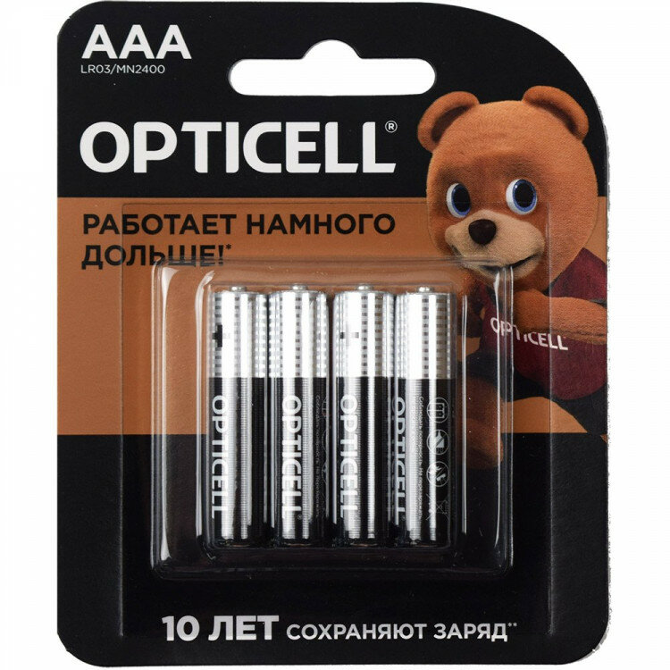 Батарейки Duracell (OPTICELL) LR03 (ААА) алкалиновые BL4 (цена за упаковку)