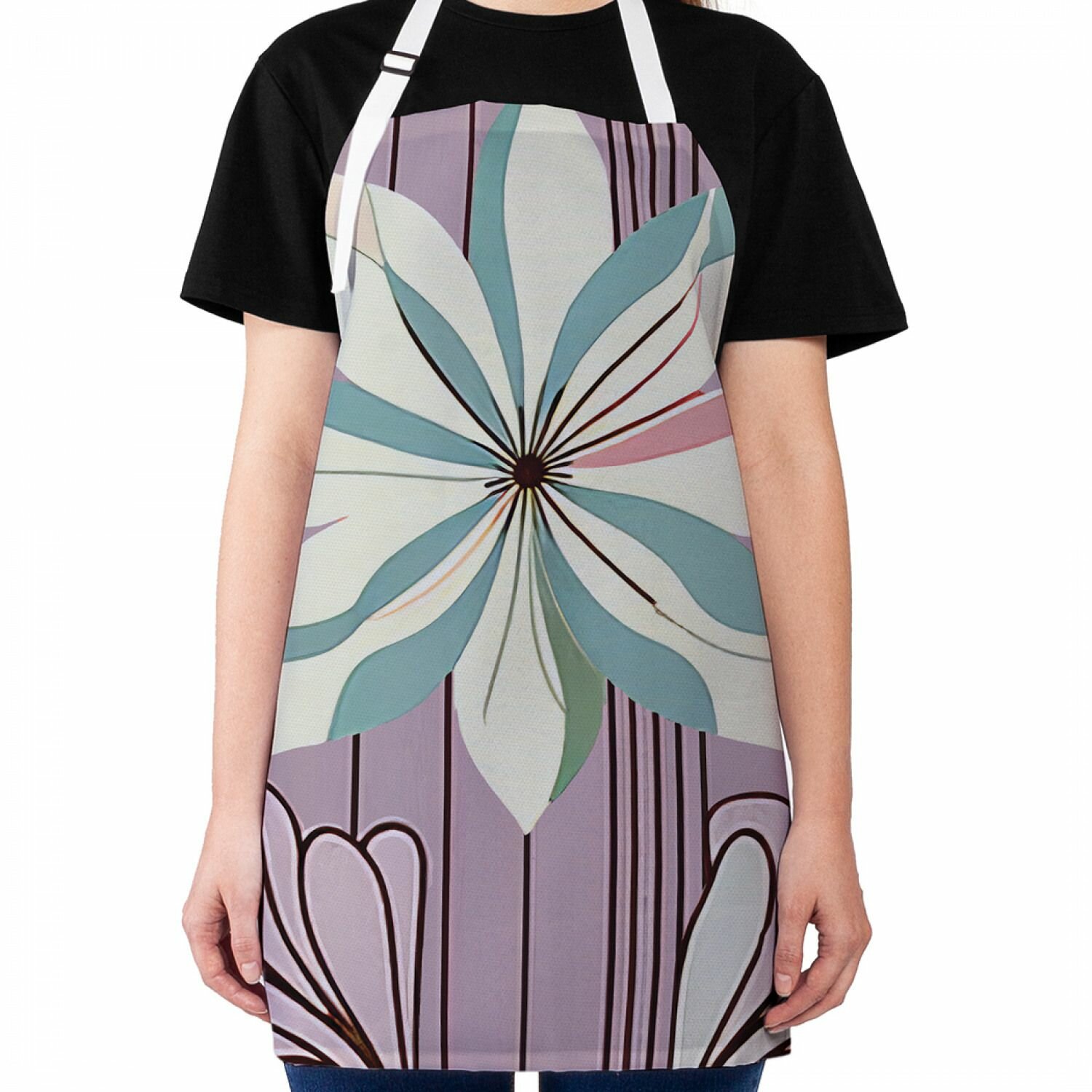 Фартук для кухни тканевый "Изображение цветка" / водоотталкивающий, универсальный размер , JoyArty