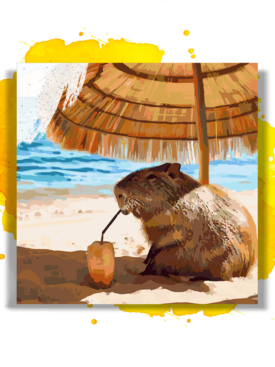 Картина по номерам на холсте Капибара на пляже, 40 х 40 см