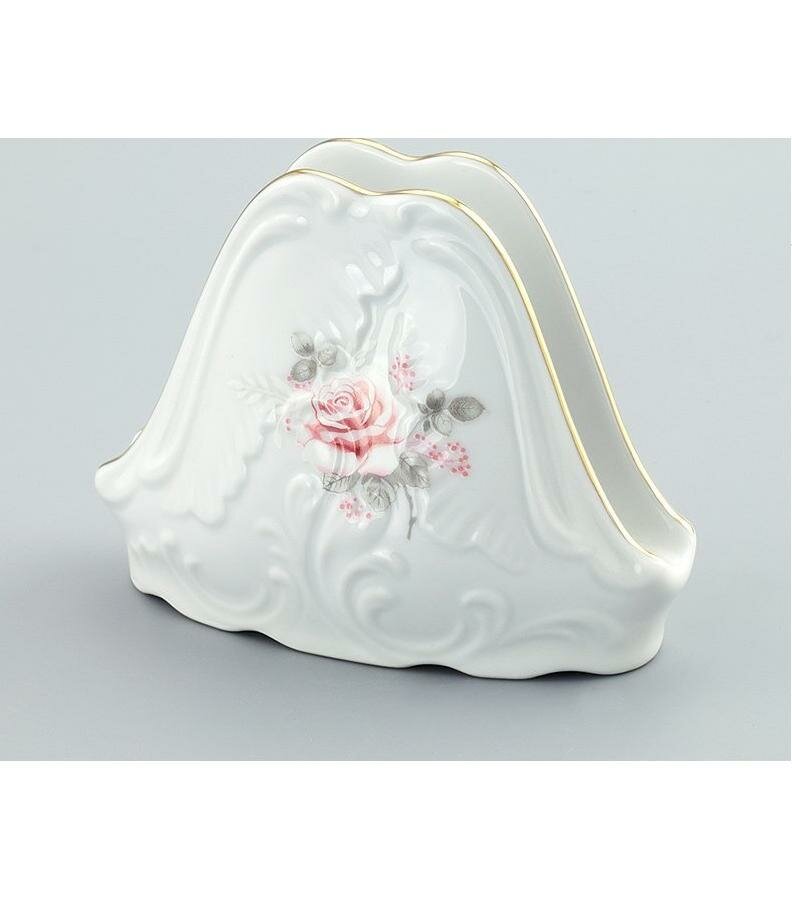 Салфетница Rococo, декор "Бледные розы, отводка золото" 1 шт.
