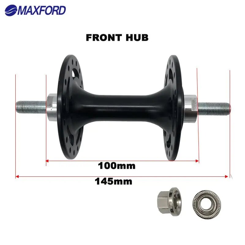 MAXFORD Велосипедная ступица с фиксированной передачей 32H алюминий 100/120 мм 4 шт. 32H Front black