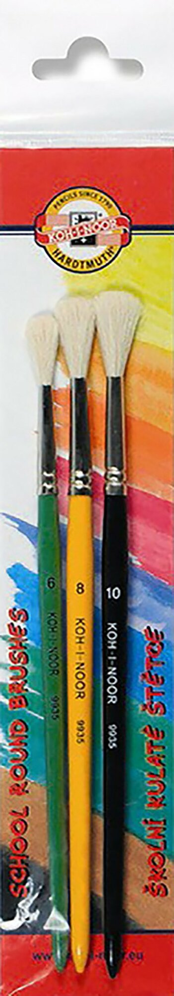 Набор кистей круглых из козьего волоса №6, №8, №10, 3 штуки