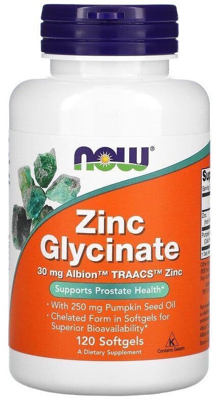 NOW Foods Zinc Glycinate 30 мг 120 гел. капсул