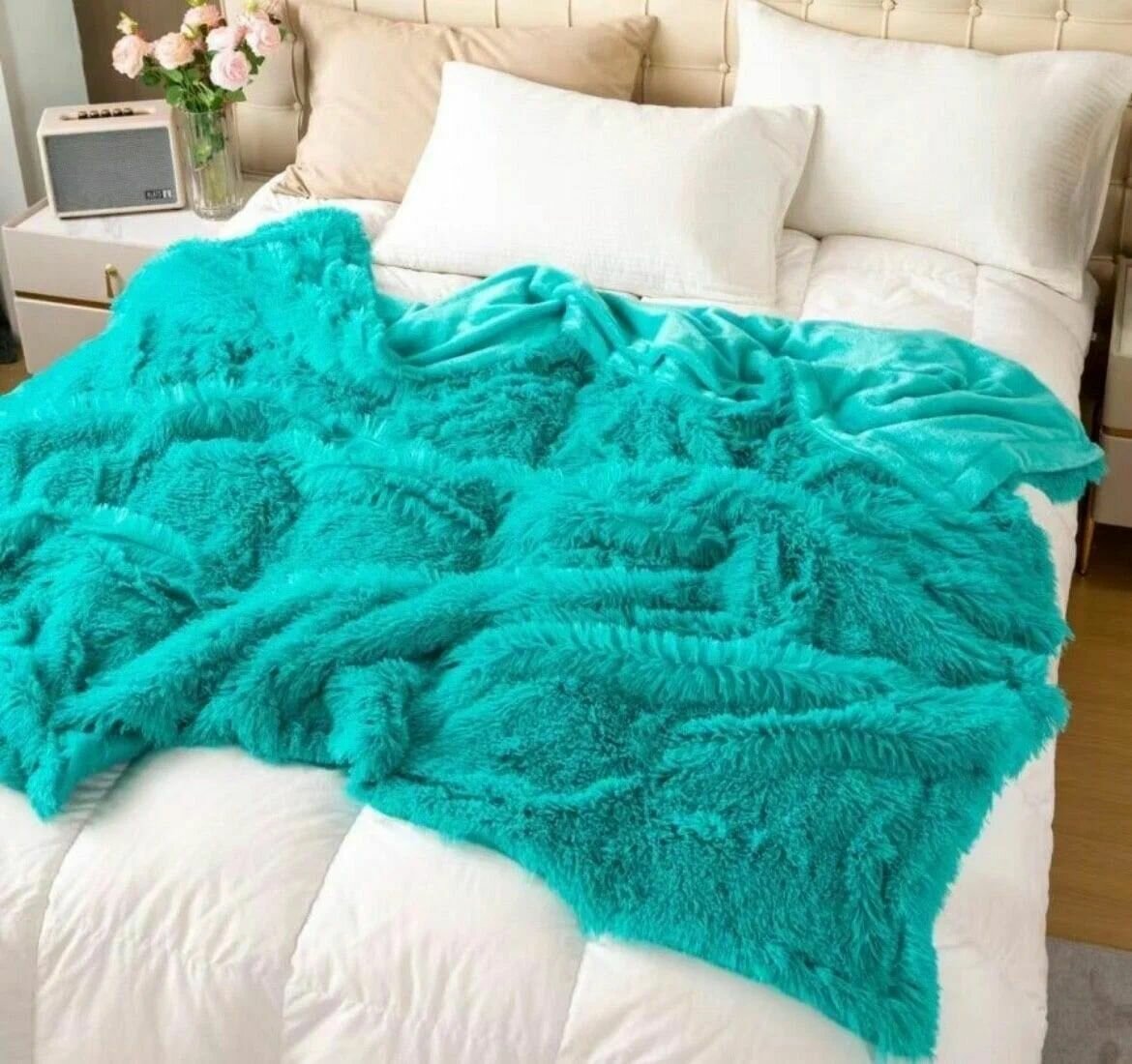 Плед травка , Евромех, Искусственный мех. Плед Пушистый. 200х220 см.