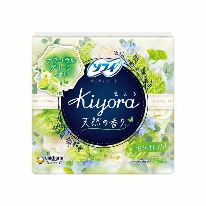 Unicharm Ежедневные женские гигиенические прокладки Sofy 72 Kiyora с ароматом свежей зелени, 72 шт.