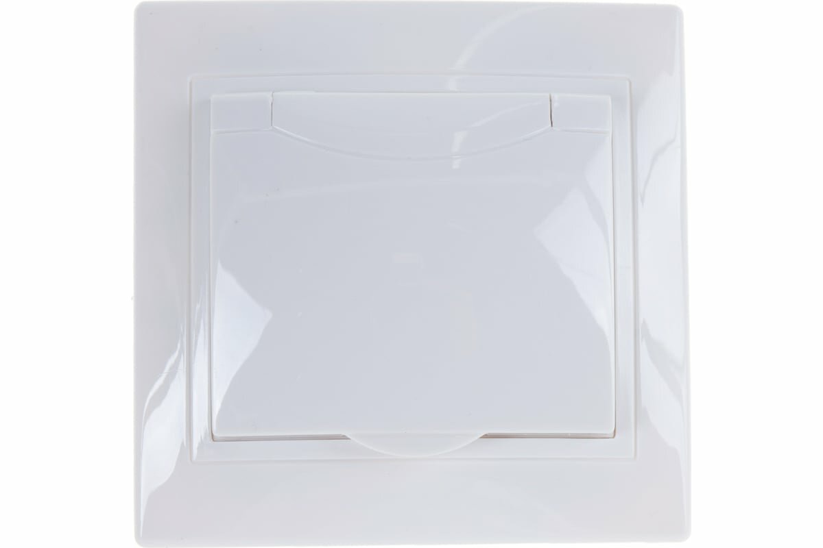 IEK кварта Розетка х1 с/з с крышкой белая ERK15-K01-16-DM для монтажа в коробку