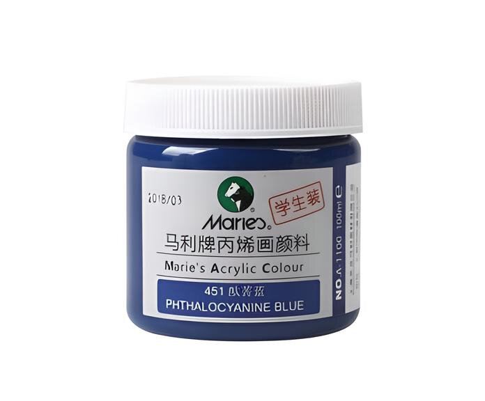 Краска акриловая 100 мл. Синий фталоцианин DB-1061 в баночке №451 Maries