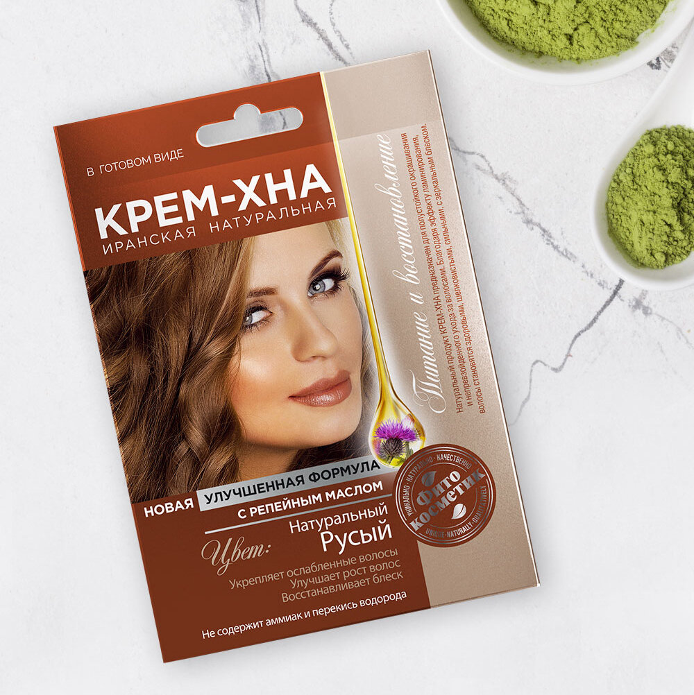 Крем-хна для волос Фитокосметик, питание и восстановление, цвет: натуральный русый, 50мл