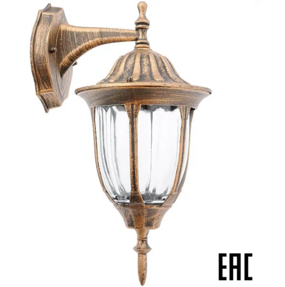 Светильник уличный (фонарь) Feron PL6302 черное золото (металл), прозрачное стекло, 60 Вт