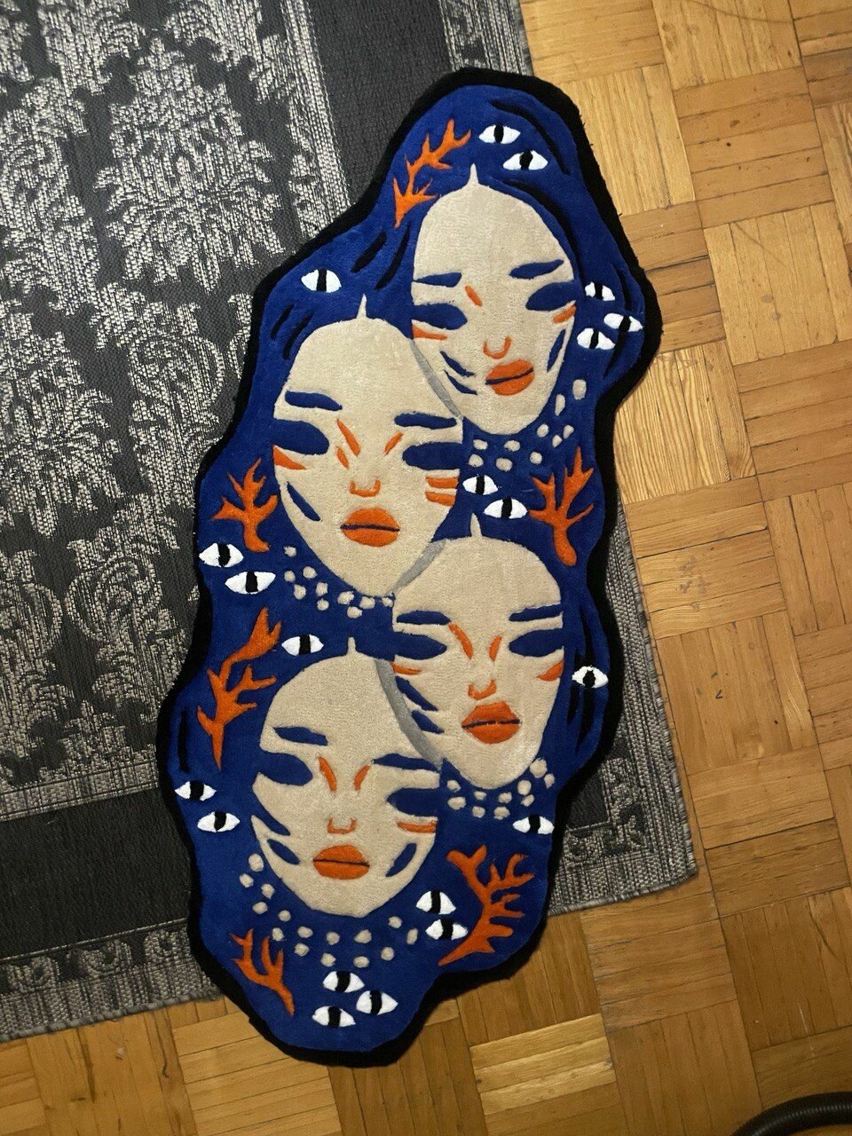 Ковер "Мистический Лес", войлок, ручная работа, акриловый, нестандартный, 1.4x0.7 м