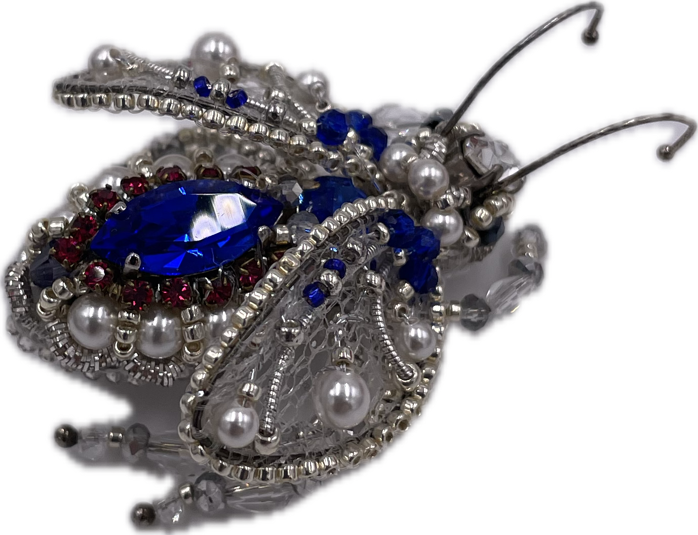 Брошь, бисер, Swarovski Zirconia