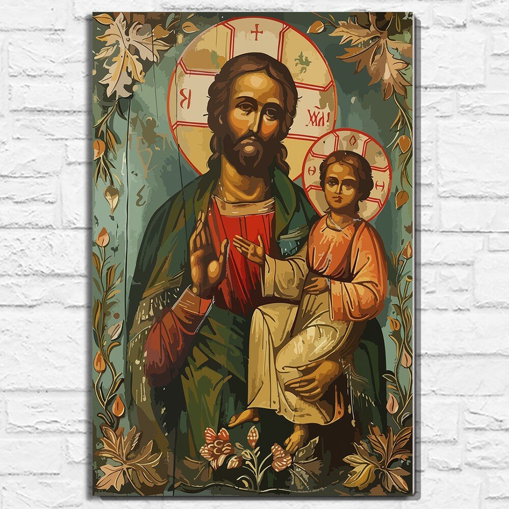 Картина по номерам на холсте Икона с образом Иисуса Христа - 15764 60x40 В