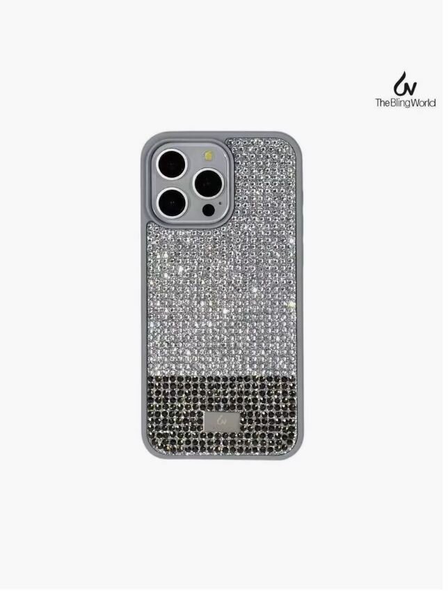 Чехол со стразами Swarovski The Bling World Elite Case для IPhone 15 Pro Max, серо-черный