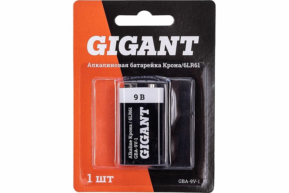Батарейка Gigant Alkaline Крона/6LR61 блистер 1 шт. GBA-9V-1