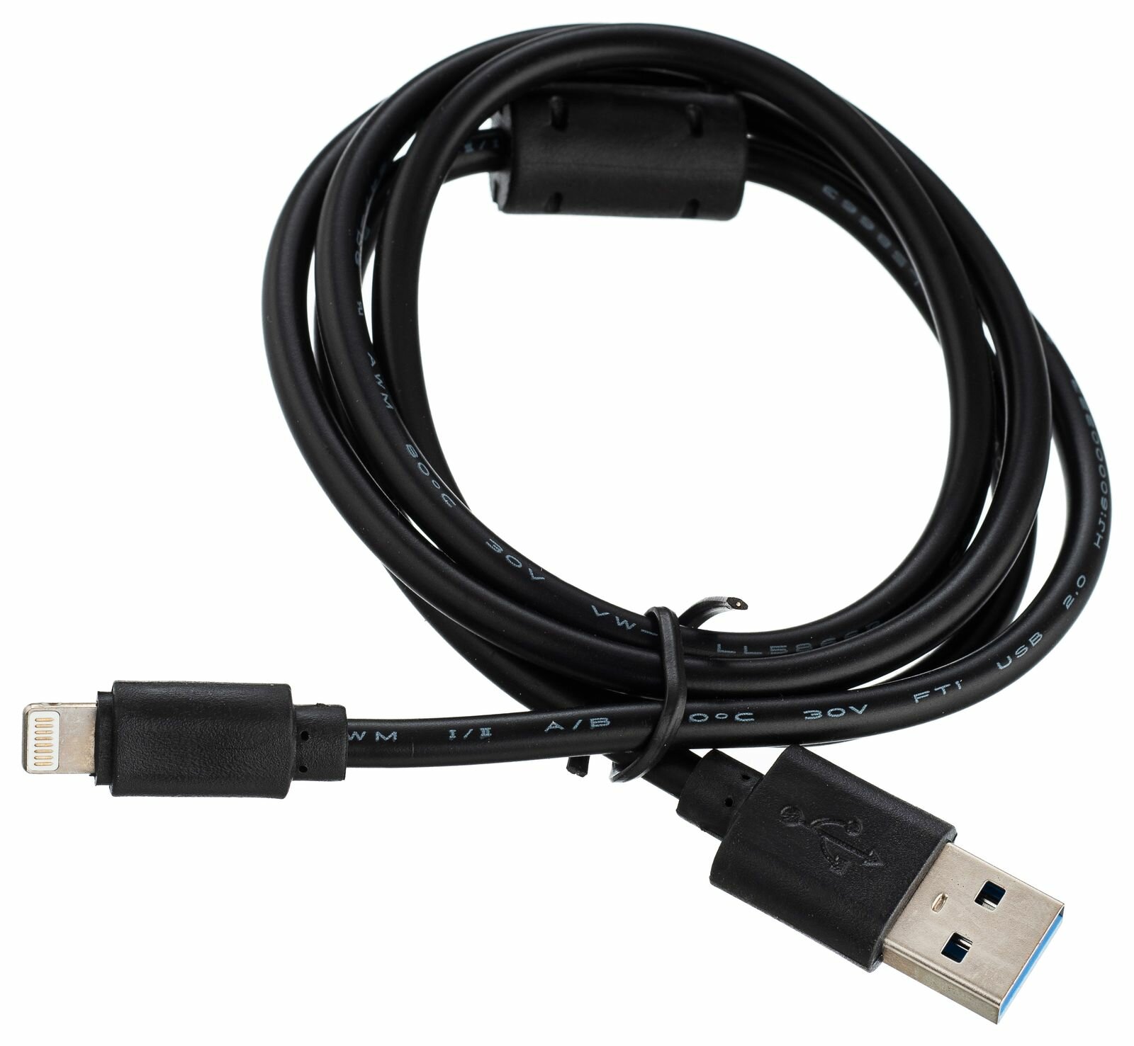 Дата-кабель Lightning, USB для Apple iPhone 5, 5C, 5S, 6, 7, черный