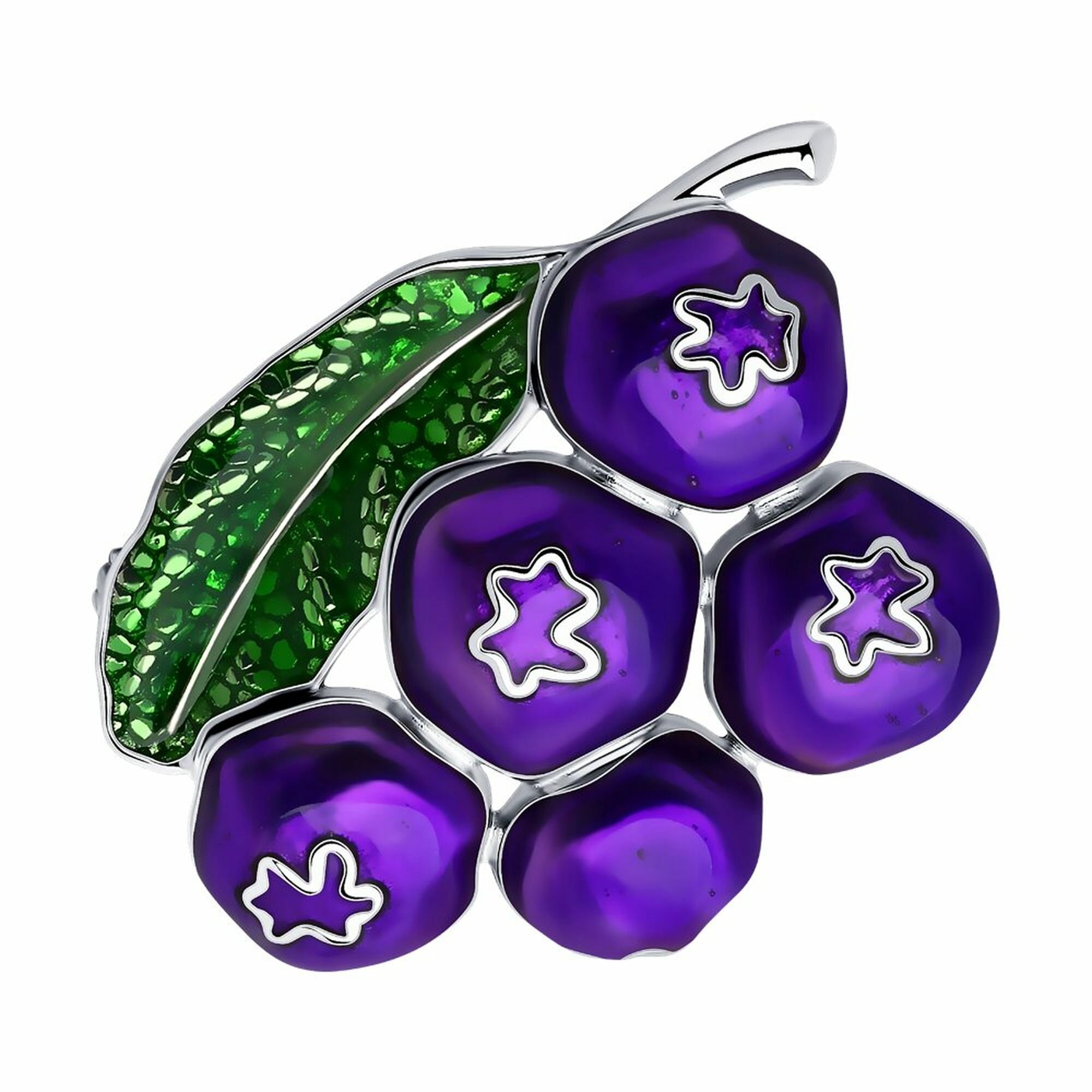 Брошь, серебро, 925 проба, родирование, эмаль