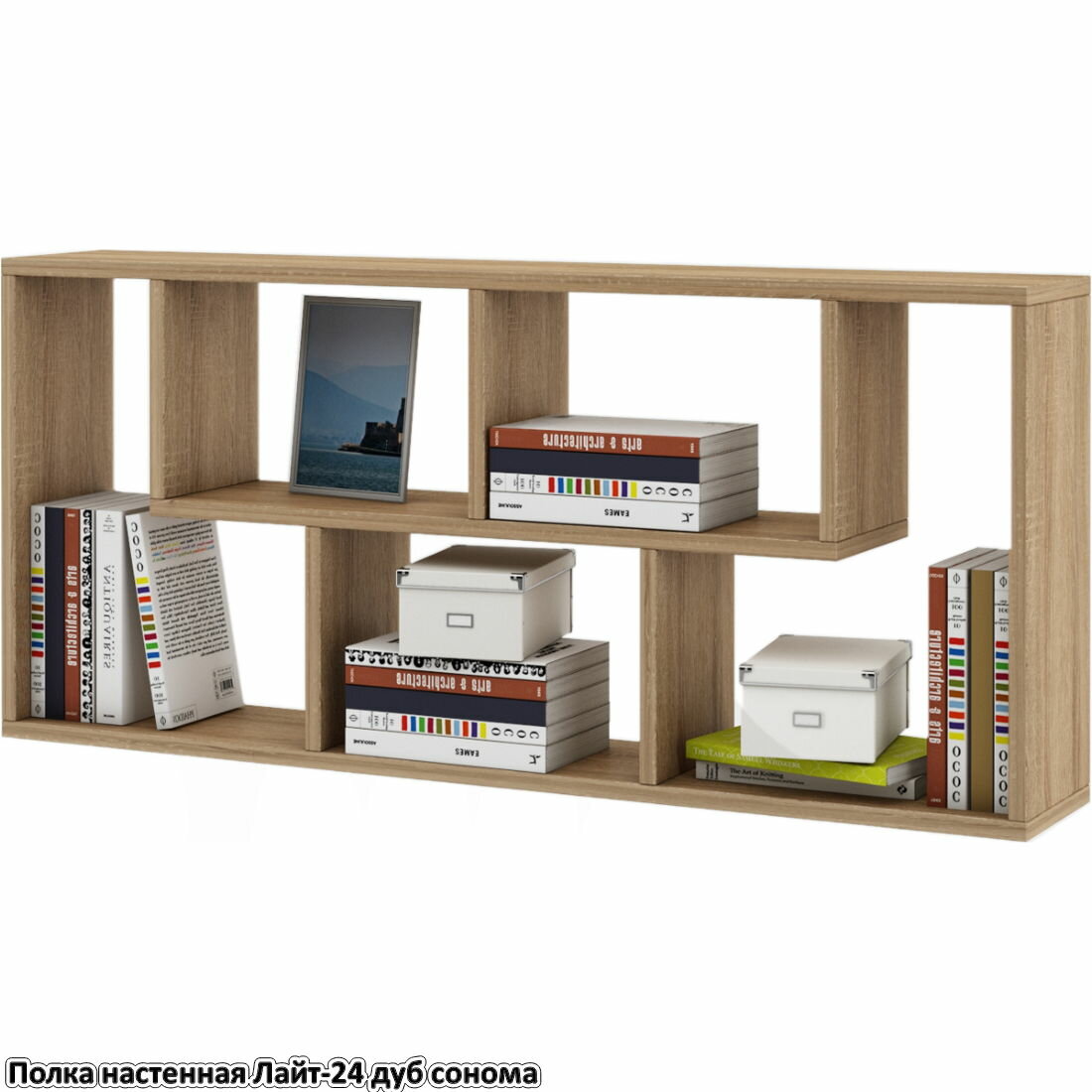 Полка Лайт-24-Дуб сонома, ЛДСП, МФ Владимир VMF, 100х44,8х17 см.