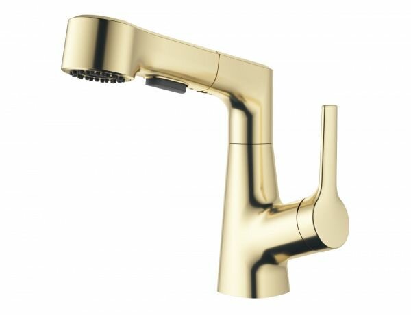 Смеситель для раковины с выдвижным изливом Wonzon&Woghand, Брашированное золото