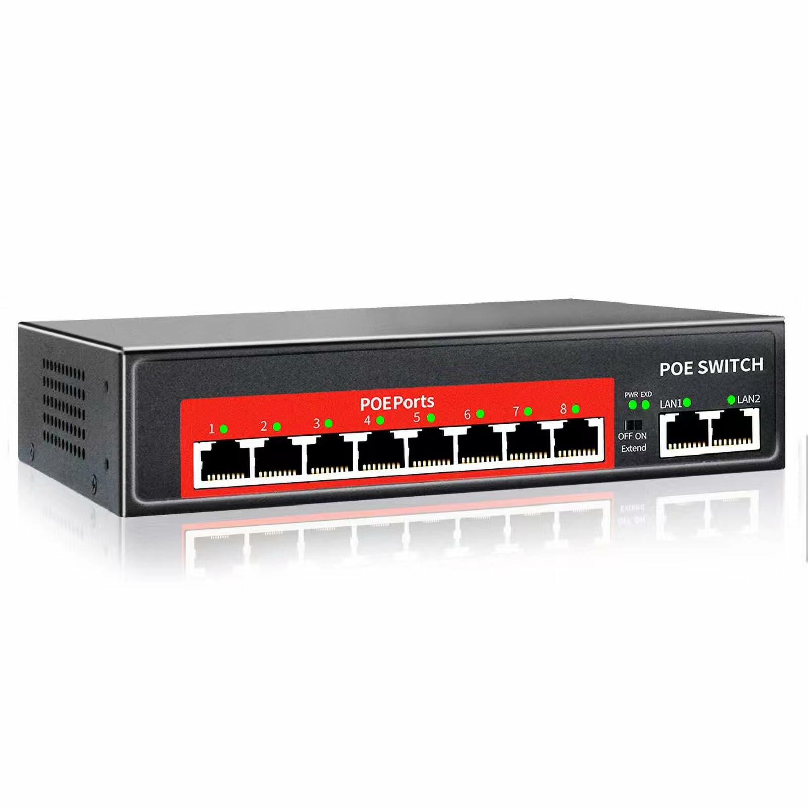POE Lan Switch - 8+2 порта 10/100 Мбит/с, питание 48 В.
