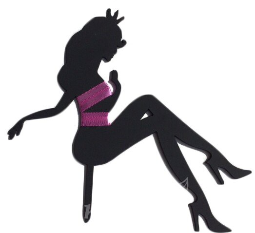 Топпер для торта Девушка в топе с короной сидит (Набор из 3 шт.)