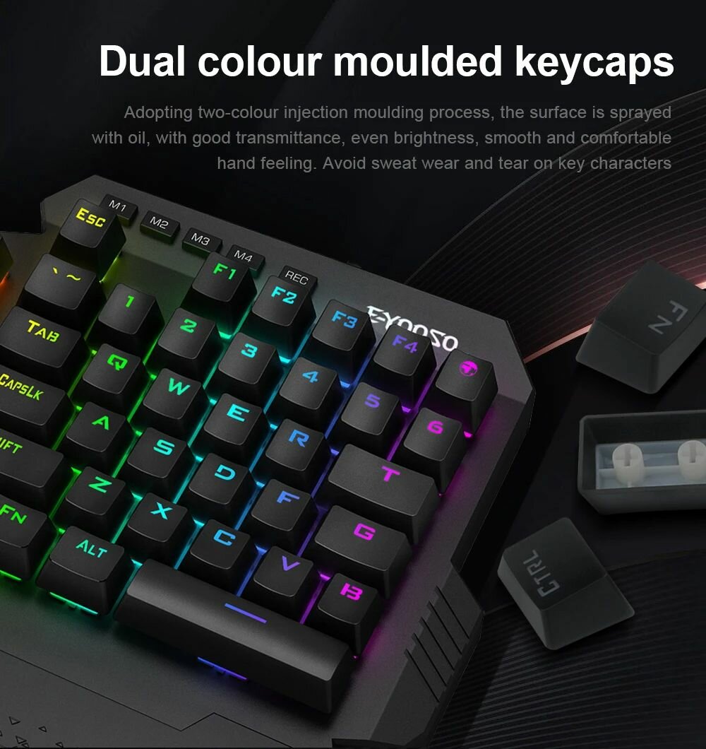 Беспроводная мини-механическая игровая клавиатура E-YOOSO K722 RGB 2,4 ГГц с 44 клавишами для геймеров, подходящая для компьютеров и ноутбуков