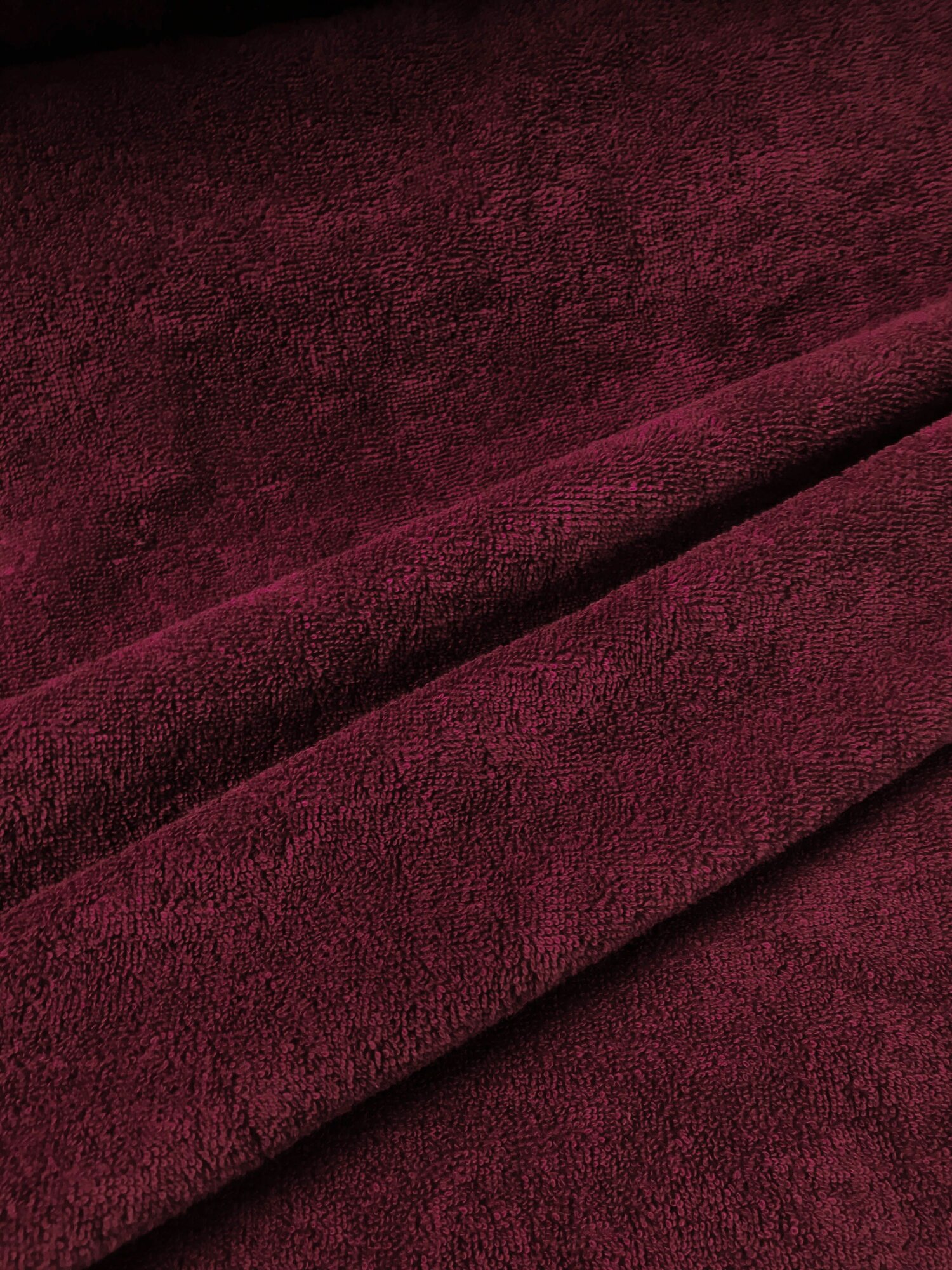 Ткань Махровая /Махра/, ш-150 см, двухсторонняя, цв. бордовый, отрез 1 метр