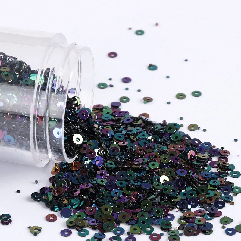 Плоские круглые пайетки isequins 2 мм ПВХ 20 цветов 4000 шт. AB Black 320
