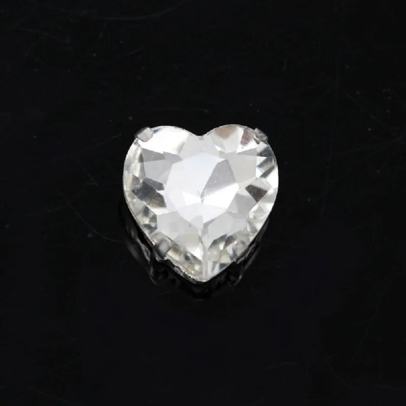 Хрустальные стразы в форме сердца 8/10/12/14/18/27 мм Серебряный, 8mm 12pcs, White