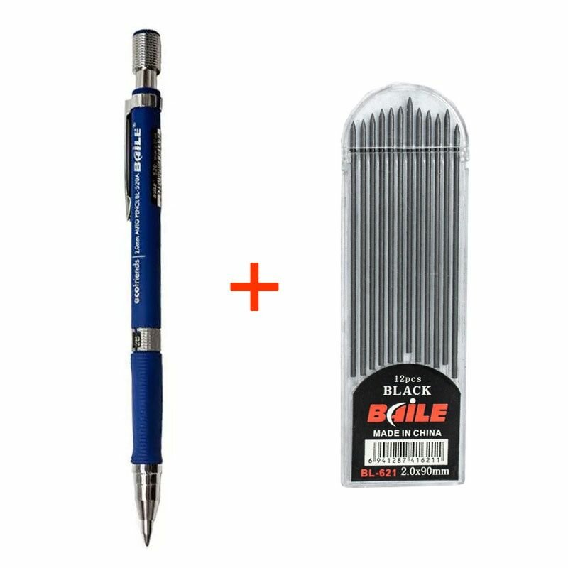 Механический карандаш 2 мм, грифель 12 шт.