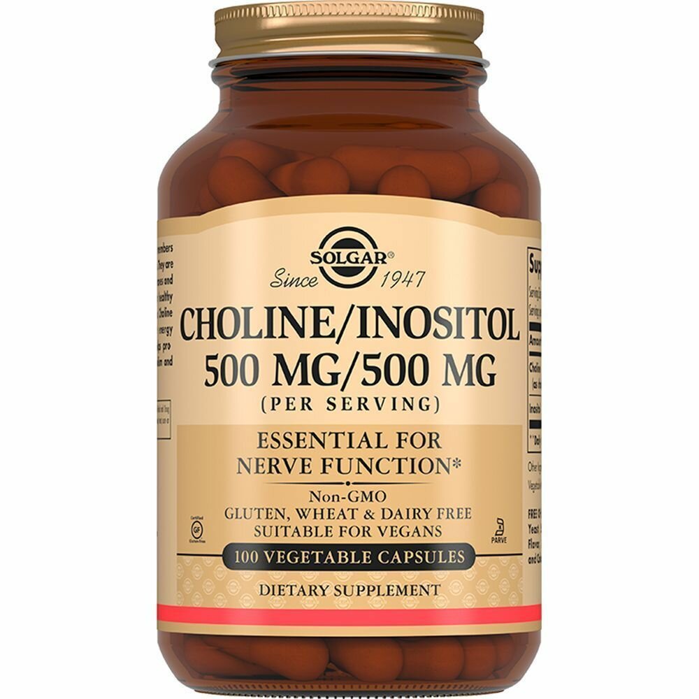 Солгар Холин/Инозитол, капсулы 500 мг/500 мг, 100 шт.