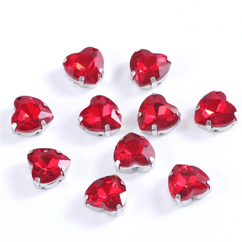Стеклянные стразы сердце Mid-July 10-18 мм Бордовый, 10mm-20pcs, Lt.Siam