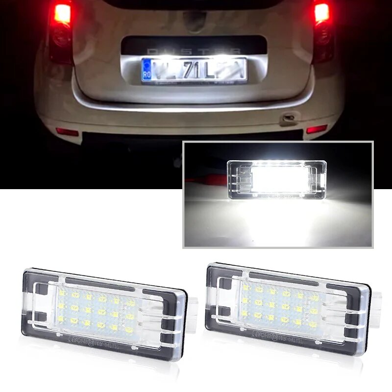 2x светодиодные фонари заднего номера номерного знака с бесплатным ошибком для Dacia Duster MK1 Logan MK2 Lodgy Renault Laguna Fluence Captur Espace ZOE