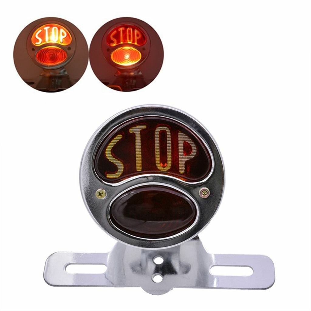 Боковой стоп-сигнал мотоцикла задний фонарь круглый серебристого цвета