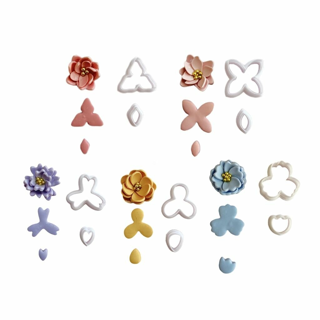 10 шт. формы для изготовления сережек из цветочной глины, геометрический резак 5 форм, лепесток