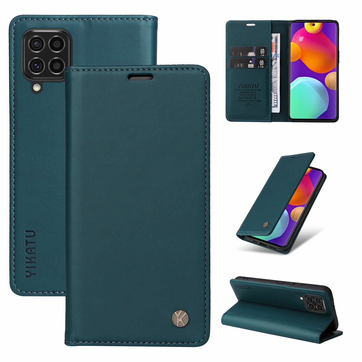 Кожаный флип-чехол для Samsung Galaxy M62/F62(Самсунг Галакси M62/Ф62) с магнитом, отделением для карт и отделением для бумажника