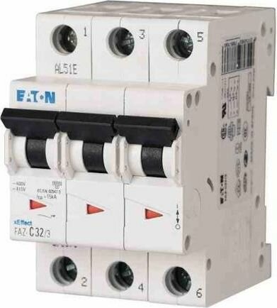 Выключатель EATON FAZ-C16/3 максимального тока 230/400ВAC Iном 16А Полюсы 3 1 шт