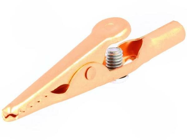 Зажим SCHUTZINGER AK4732CU "крокодил", 10 А, 70 В DC, диапазон захвата 8 мм, 33 В AC, коралловый, 1 шт