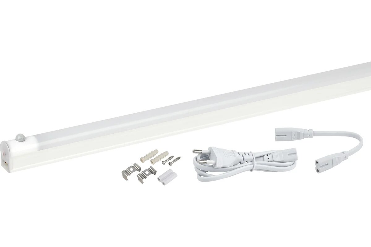 ЭРА Линейный светодиодный светильник LLED-02-08W-4000-MS-W 8Вт 4000K L574мм с датчиком движения Б0019784