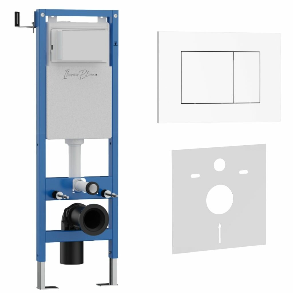 Комплект 3 в 1 инсталляция Mini 40 см + клавиша смыва белый глянцевый, ABS пластик ESTI-S (IB. B085.001.000)