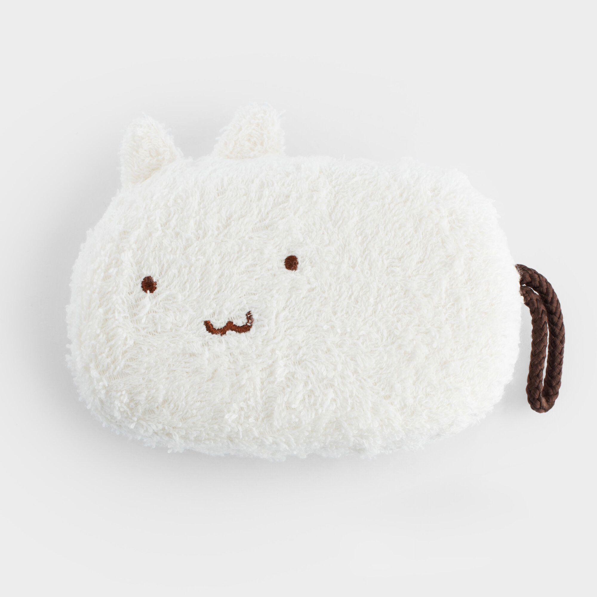 Мочалка для мытья тела, 13х11 см, детская, полиэстер/поролон, молочная, Кот, Cat, Kuchenland