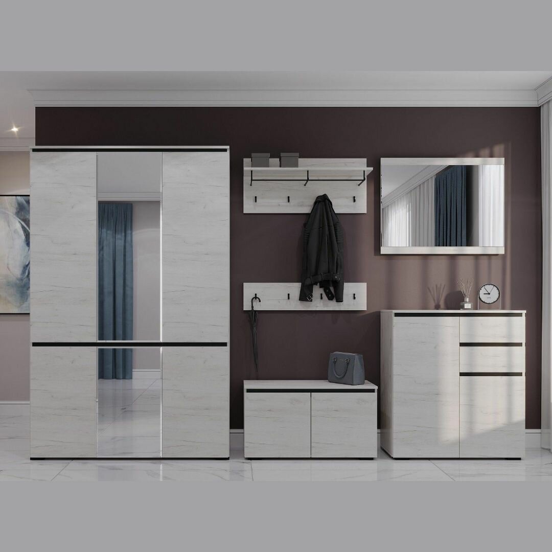 Прихожая гретта исполнение 3 Крафт белый - Антрацит