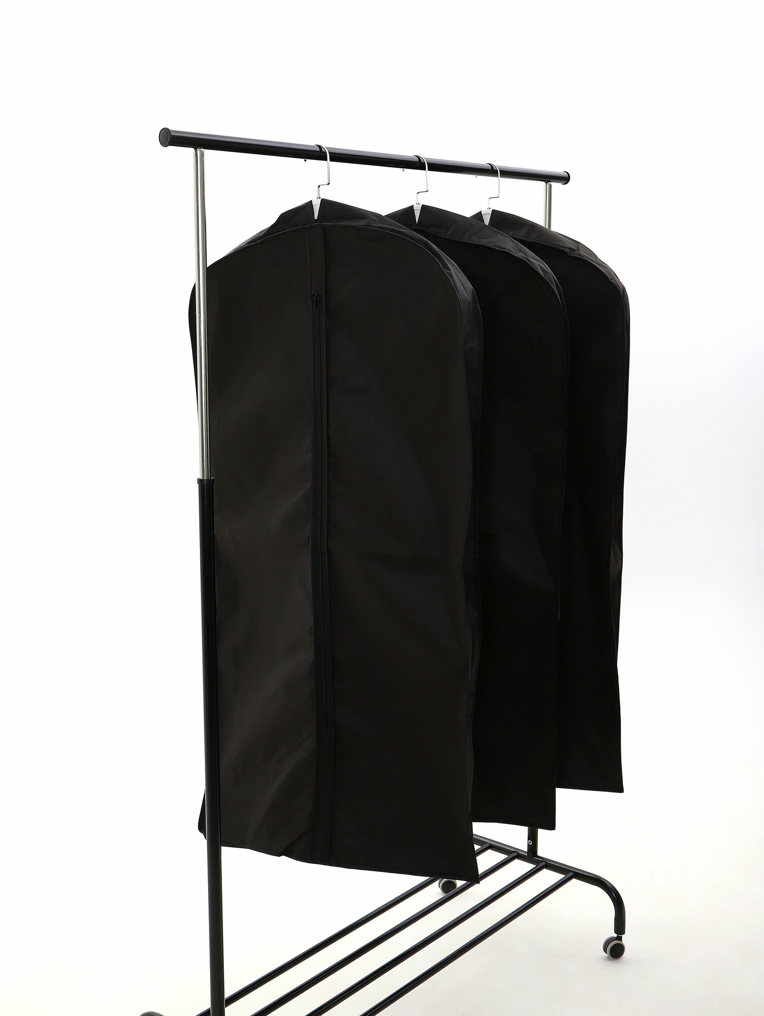 Чехол для одежды 120*60*10 см на молнии чернй спанбонд набор 3 шт