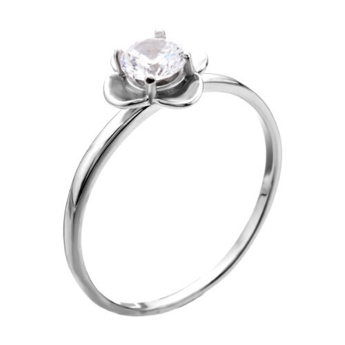 Кольцо тонкое, серебро, 925 проба, родирование, фианит, жемчуг, кварц