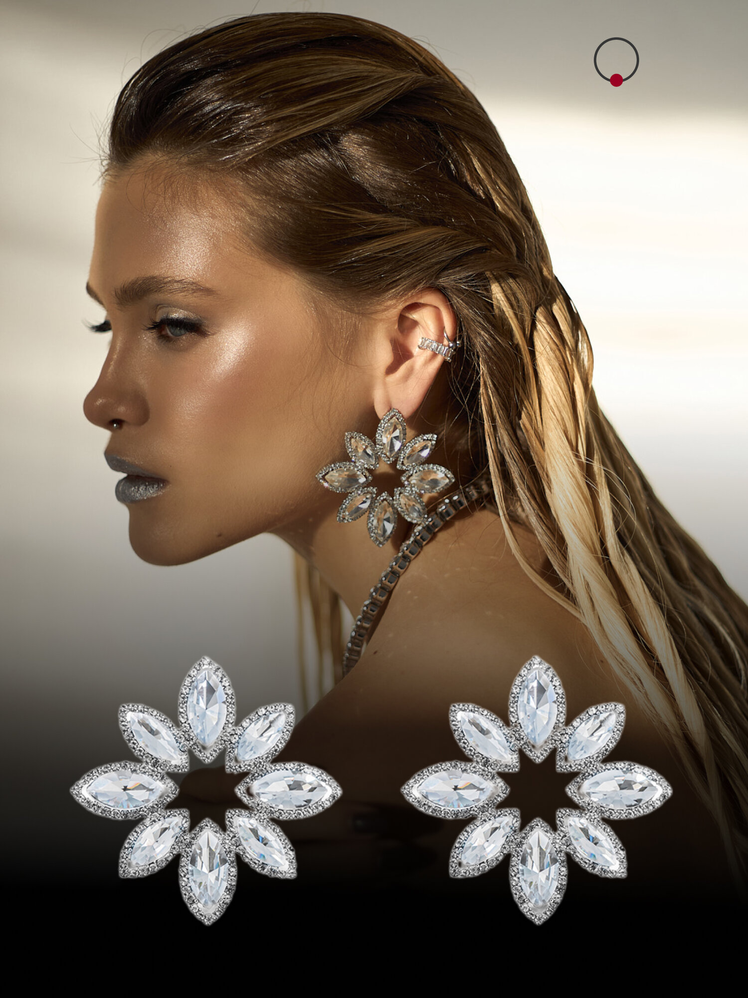 Серьги пусеты, кристалл