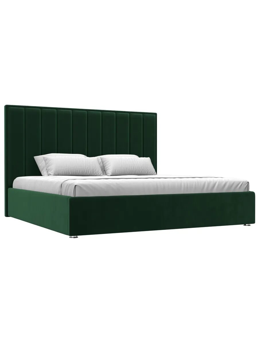 Кровать интерьерная Царица, спальное место 200х200 см, с ящиком для белья, на отропедических ламелях, велюр