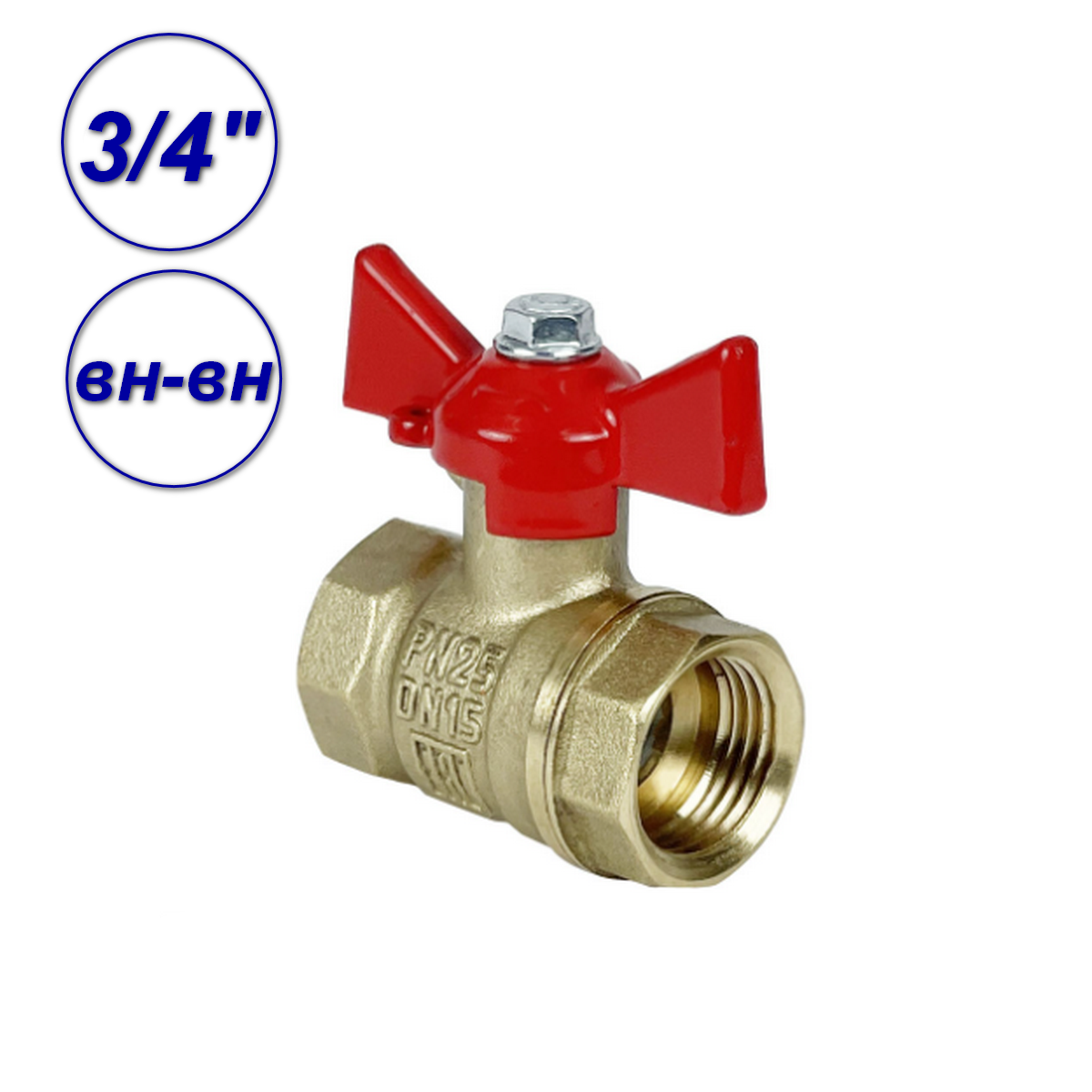 Кран шаровой для воды с американкой, полнопроходной, вн-нар 1/2" Valfex, ручка-бабочка 1 шт